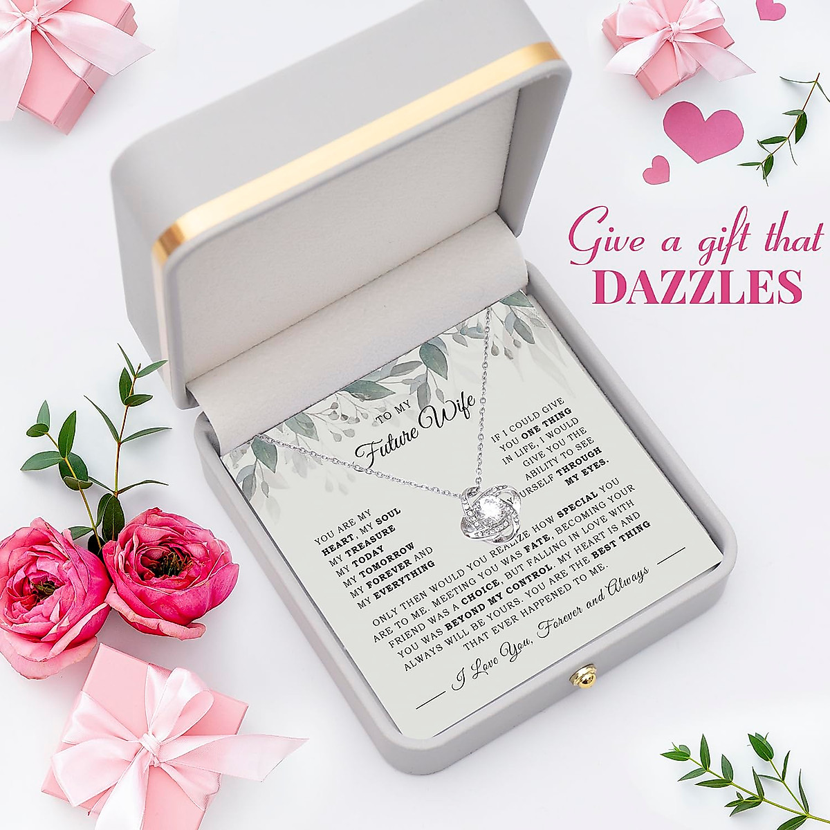 Chiside To My Future Wife Necklace, Engagement Gifts For Fiance, Future Wife Jewelry Love Knot Necklace, Bride To Be Gifts, Fiance Gifts For Her, Cool Engagement Gifts For Fiance Her