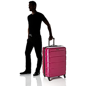 Samsonite Omni PC Hardside Expandable Luggage with Spinner Wheels, Radiant Pink, Checked-Large 28-Inch