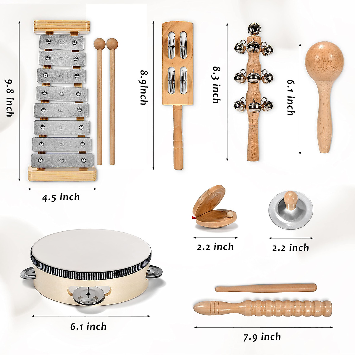 Toddler Musical Instrument Toys, Kids Wooden Percussion Music Instruments Set for Toddlers, Preschool Education Early Learning Baby Musical Toys for Boys and Girls