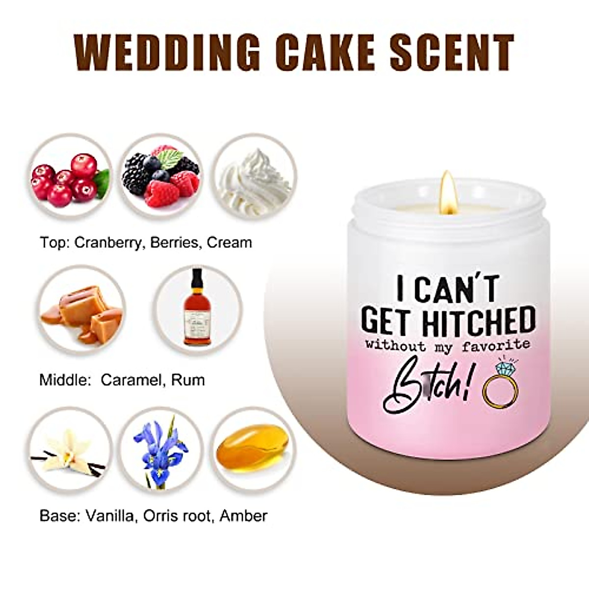 GSPY Candles, Bridesmaid Proposal Gifts, Funny Bridesmaid Gifts - Bridesmaid Candle Gift - I Can’t Get Hitched Without - Maid of Honor Proposal Gifts, Matron of Honor Gifts, Bridesmaids Gifts