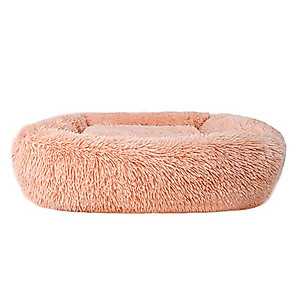 Lucky Monet Dog Beds for Small Dogs 21.7" x 17.7", Fluffy Calming Dog Cat Bed Washable Dog Beds with Sides Soft Dog Crate Bed for Sleeping (S, Pink)