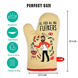 Miracu Funny Oven Mitts, Gifts for Chefs, Cooking BBQ Oven Mitt - Unique Cooking Gifts for Cooks Dad Brother Him - Funny Kitchen Gadgets, Manly Fathers Day, Housewarming, Grilling Chef Gifts for Men