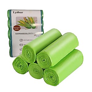 Compostable Trash Bags, 2.6 Gallon Small Disposable Compost Bags 150 Count Garbage Bags Made from PSM Starch-Based for Kitchen Bathroom Bedroom Office Trash Can