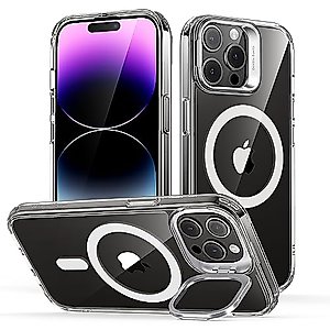 ESR for iPhone 14 Pro Max Case, Compatible with MagSafe, Built-in Camera Ring Stand, Military-Grade Protection, Magnetic Phone Case for iPhone 14 Pro Max, Classic Kickstand Case (HaloLock), Clear