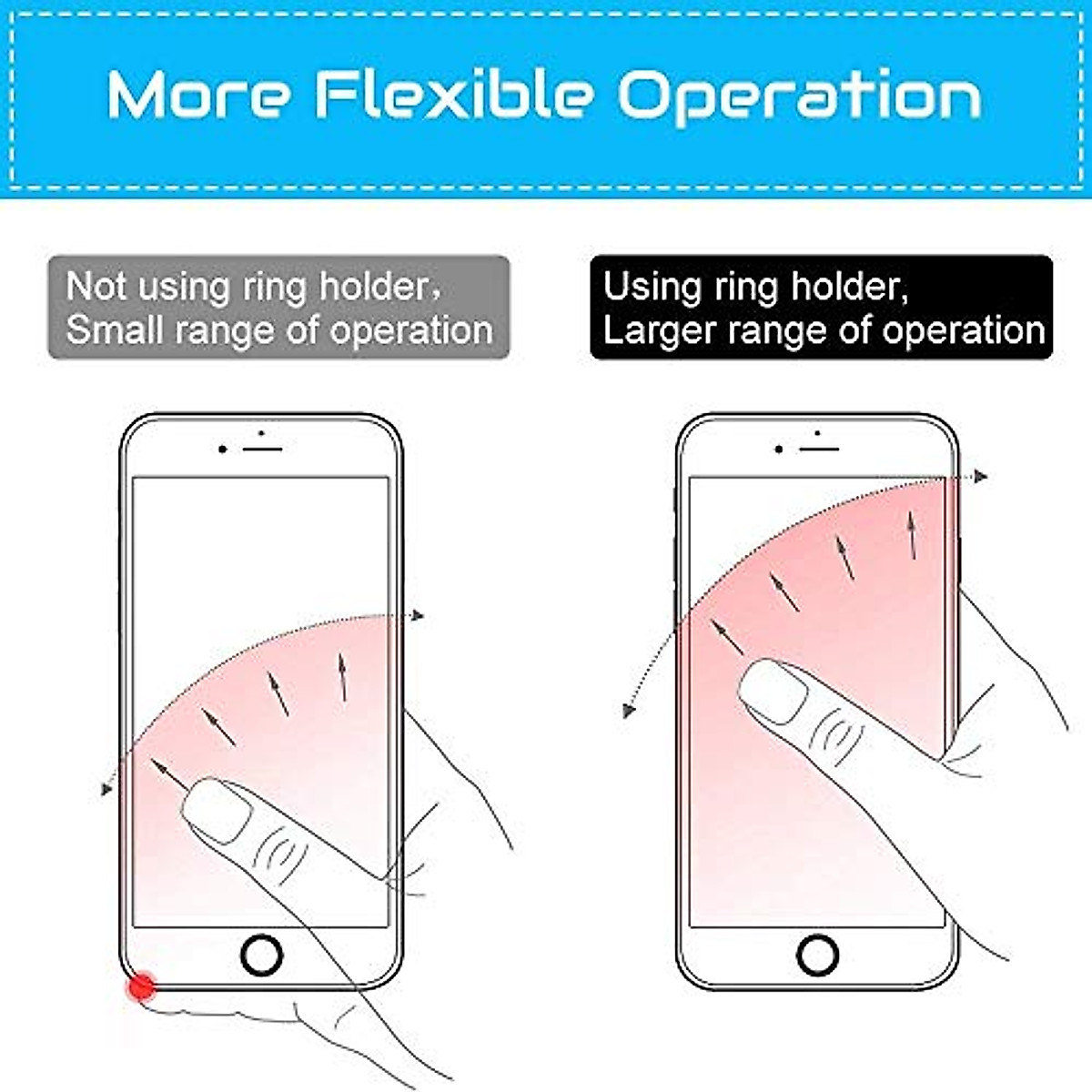 ARASO Transparent Cellphone Ring Stand Holder - 360 Degree Rotation Cell Phone Ring Holder Finger Grip for iPhone Xs, Ga;axy S9 Plus Note 9 (Round Black 4Pcs)