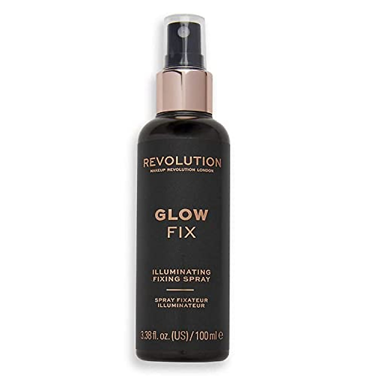 Makeup Revolution, Glow Fix Illuminating Fixing Spray, Glow Finish, Hydrating & Brightening Setting Spray for Face, Vegan & Cruelty-Free, 3.38fl.oz