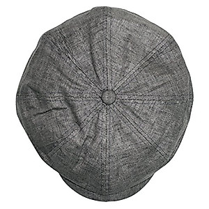 Men's Linen 8 Panel Applejack Gatsby Newsboy Ivy Hat (Grey)