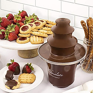 Nostalgia Electric Chocolate Fondue Fountain, 8-Ounce, 3-Tier Set, Fountain Machine for Cheese, Melting Chocolate, Liqueurs, Brown