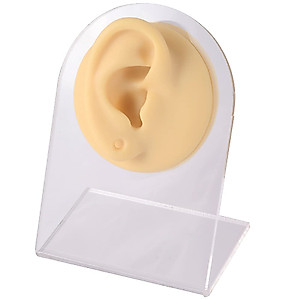 CHUANCI 1pc-2pcs Soft Silicone Fresh Color Flexible Model Ear Displays for Acupuncture Human Model Simulation for Ear Taper Ear Gauge Display Teaching Tool (One Pair Left+Right with Display)