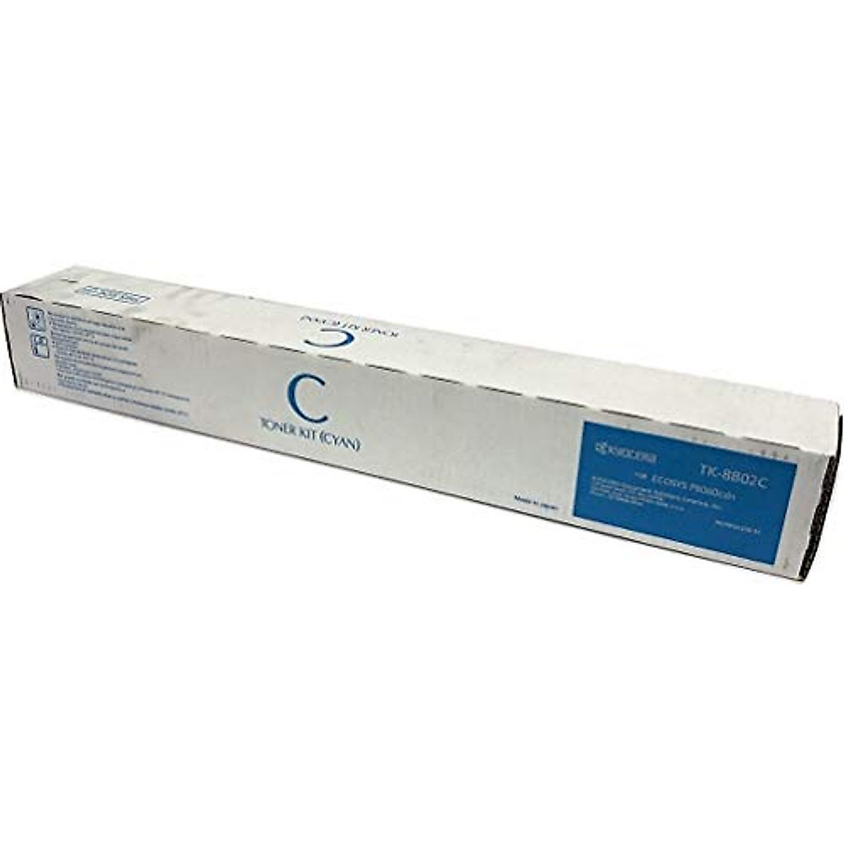 Kyocera 1T02RR0US0 Model TK-8802C Cyan Toner Cartridge For use with Kyocera ECOSYS P8060cdn A3 Color Laser Printer, Up to 20000 Pages Yield at 5% Average Coverage