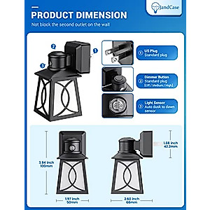 JandCase Night Light Plug- in, Dimmable Dusk-to-Dawn Sensor LED Night Light, 5000K Daylight White, 1W Indoor Decorations Retro Style, Nightlight for Kids Room, Nursery, Stairs, 6Pack
