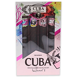 Cuba Cuba Quad I Women 4 Pc Gift Set 1.17oz Cuba Heartbreak EDP Spray, 1.17oz Cuba La Vida EDP Spray, 1.17oz Cuba Victory EDP Spray, 1.17