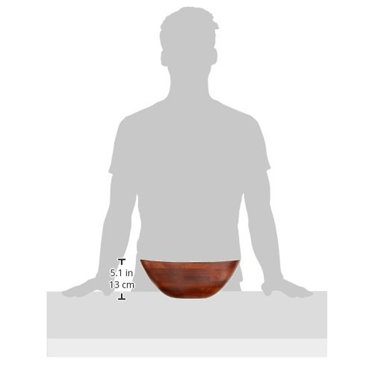 Lipper International Cherry Finished Wavy Rim Serving Bowl with 2 Salad Hands, Large, 13" x 12.5" x 5", 3-Piece Set