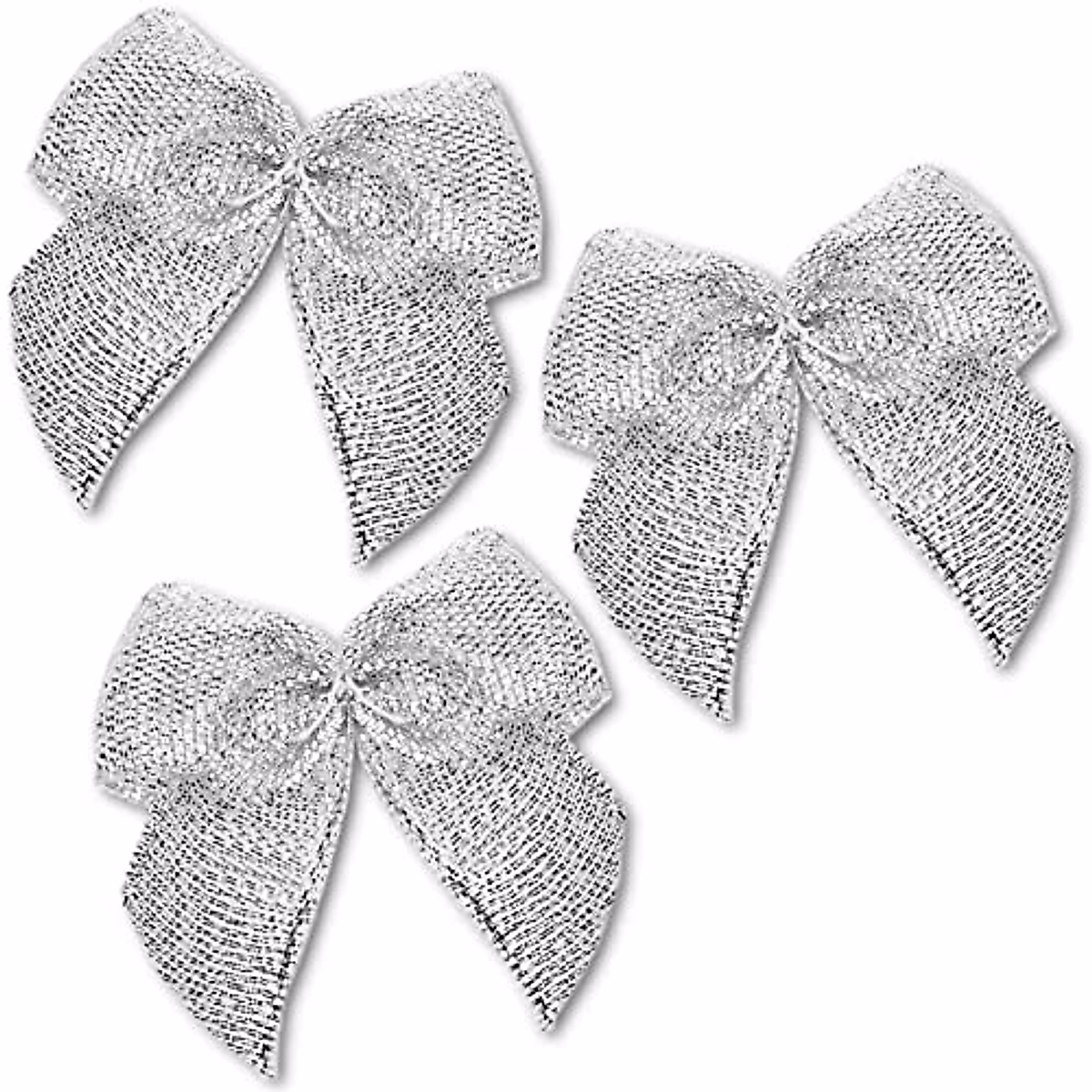 Mini Silver Satin Bows with Self-Adhesive Tape (1.5 in, 200 Pack)