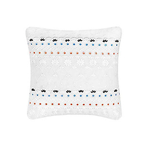 Kate Spade New York KSNY Eyelet Sequins Decorative Pillow, 18x18 inch, White
