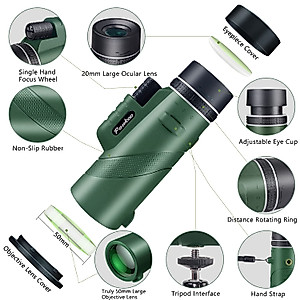 Pankoo 40X60 Monocular Telescope with Smartphone Holder & Tripod, 2025 Power Prism Compact Monoculars for Adults Kids, HD Monocular Scope for Bird Watching Hiking Concert Travelling
