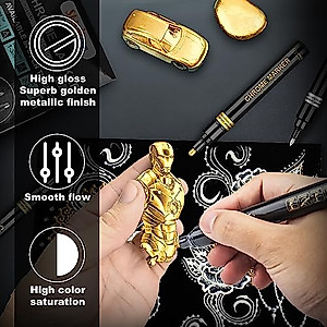 shirylzee 9Pcs Mirror Chrome Markers,Silver & Gold & Rose Permanent Chrome Marker Pens,Waterproof Reflective Gloss Metallic Markers for Repairing, Model Painting,Marking or DIY Art Projects