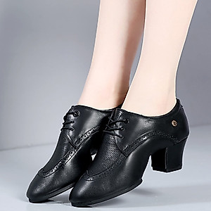 Women Latin Dance Shoes Modern Ballroom Dance Shoes with 2 Soles to Choose from 3.5Cm Low Heel for Outdoor Indoor,3.5cm Black a,8