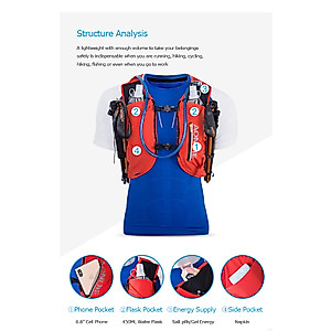 AONIJIE 2.5L/5L/12L Professional Lightweight Cross-Country Backpack Outdoor Hydration Backpack Hiking Camping Climbing (5L# Orange-M/L)