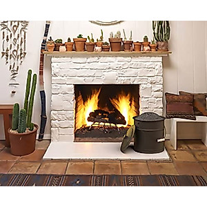 Plow & Hearth 3 Gallon Black Large Ash Bucket with Lid and Wood Handle | 28 Gauge Galvanized Iron Metal | Double Bottom | Tool for Fireplaces Fire Pits Wood Burning Stoves | Hearth Accessories