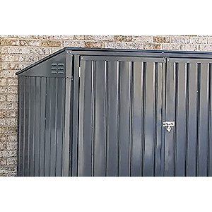 Cover-It 6x3 Metal Outdoor Galvanized Steel Storage Shed with Swinging Lockable Doors for Backyard or Patio Storage of Trash Cans, Bikes, Supplies, Tools, Toys, for Lawn, Garden, Camping, Charcoal