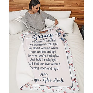 Personalized Granny Blanket with Grandkids Name, Custom Granny Blanket, Christmas Mothers Day Blanket Gift for Granny from Grandson Granddaughter Son Daughter, Blanket for Granny from Grandkids