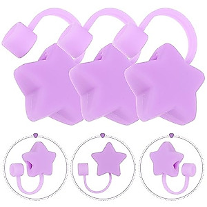 VALICLUD 3pcs Soft Rubber Straw Stopper Silicone Straw Plugs Straw Cover Silicone Tumbler Star Accessories Straw Tips Lid Straw Hole Cover Straw Tip Protective Covers Silicone Straw Stopper