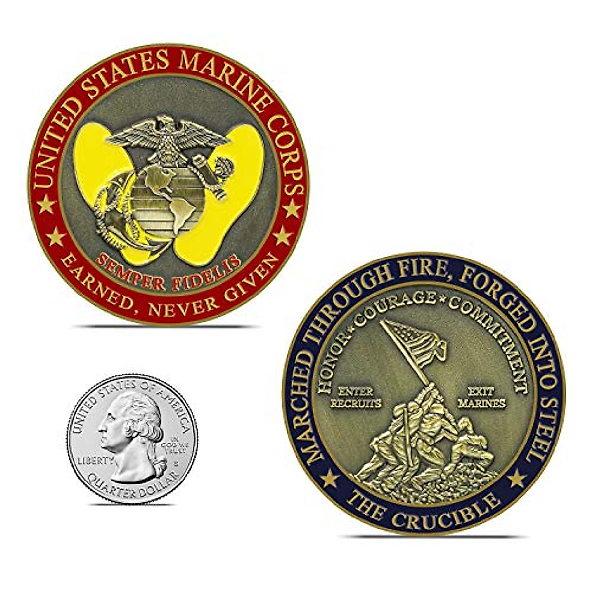 USMC Crucible Challenge Coin - Honoring The Dedication and Sacrifice of United States Marines-Disabled USMC Vet Owned Business