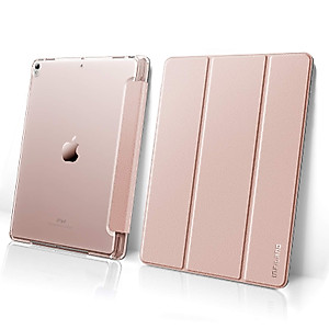 INFILAND Case Compatible with iPad Air 3rd Generation 2019 / iPad Pro 10.5 2017, Translucent Frosted Back Smart Cover Case with Pencil Holder,Rose Gold