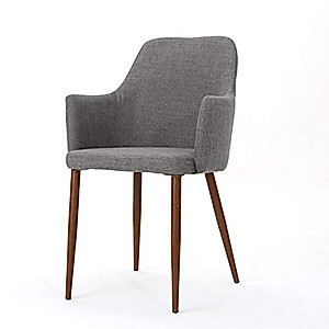 Christopher Knight Home 301730 Raina Mid-Century Modern Fabric Dining Chairs, 2-Pcs Set, Light Grey/Dark Brown & Zeila Mid-Century Modern Fabric Dining Chair, 2-Pcs Set, Light Grey/Dark Brown