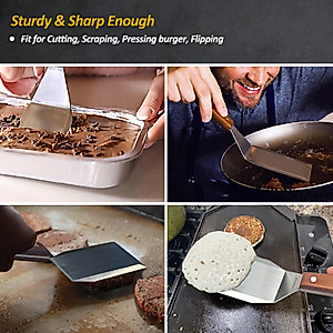 Stainless Steel Spatula Set, Grill Spatula Set with Full Tang Handle & Beveled Edges, Long Wide Spatula for Cast Iron Griddle BBQ Flat Top Grill, Pancake Spatula, Smash Burgers Metal Spatula