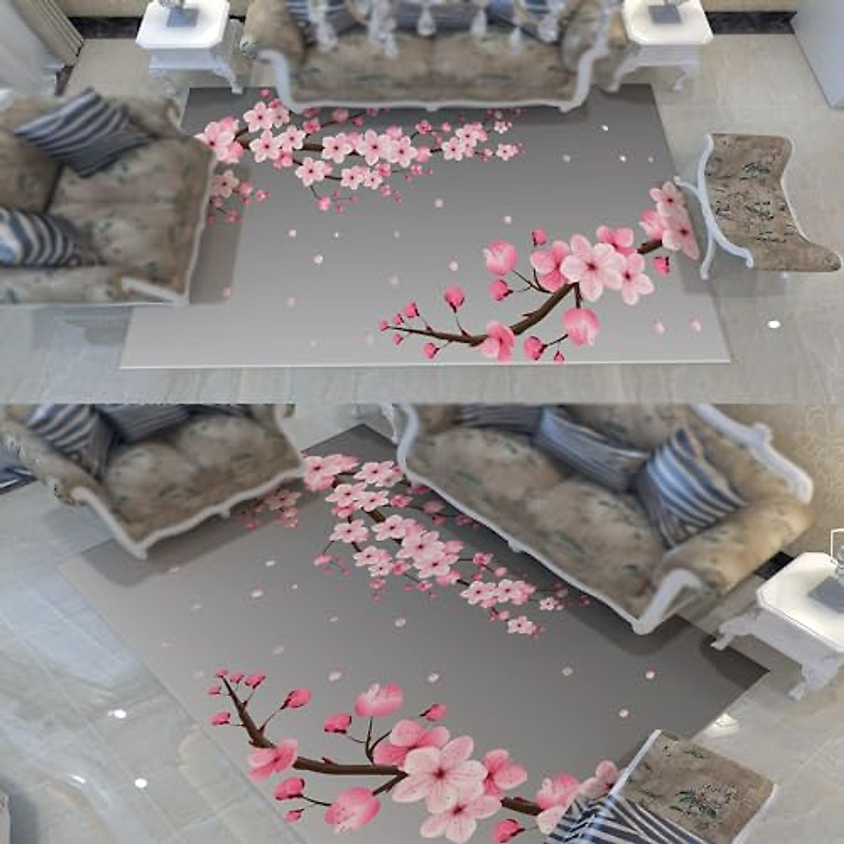 Japanese Cherry Blossoms Area Rugs 9x12ft/108x144in/275cmx365cm Rug Washable Outdoor Patio Rugs for Living Room Outdoor Dining Room Bedroom Farmhouse Rug, Soft Indoor Rugs