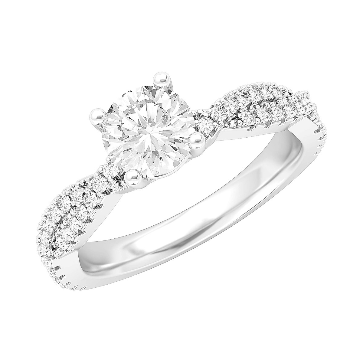 Sterling Silver Full Side Stones Twisted Vine 1.0 CT Genuine Moissanite Engagement Ring Promise Bridal Ring (7)