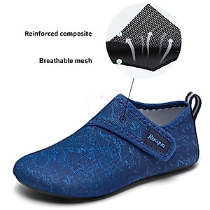Racqua Kids Water Shoes Boys Swim Surf Sports Shoes Barefoot Quick-Dry Lightweight Aqua Socks Girls Pool Beach Yoga Shoes Little Kid Blue Dinosaur 1-2