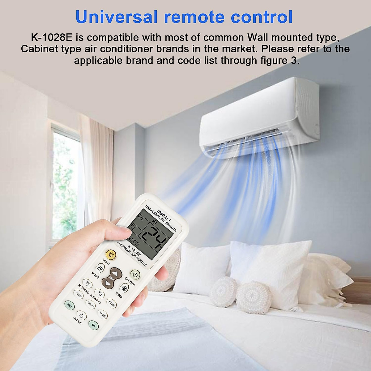 All in One K-1028E Universal A/C Air Conditioner Remote Control 1000 in 1 Controller for LG Gree Midea Toshiba Haier Daikin Hitachi Sharp Panasonic Samsung Sanyo Hisense Fujitsu Air Condition