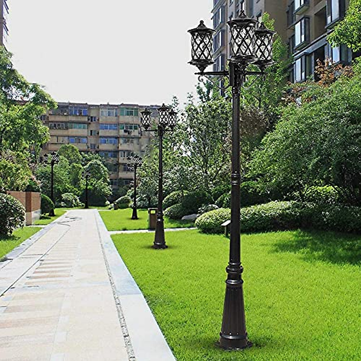 3 Head High Pole Landscape Street Light Aluminum Pole Light Outdoor Waterproof Courtyard Garden Community European Lamp Villa Home Retro Led