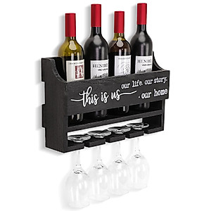 AOAOPQ Floating Shelves for Wall Mounted with This is Us Stem Glass Holder Hanging Wine Holder Wine Bathroom Shelf Bedroom Kitchen Farmhouse Small Wine Racks Shelf Wash White