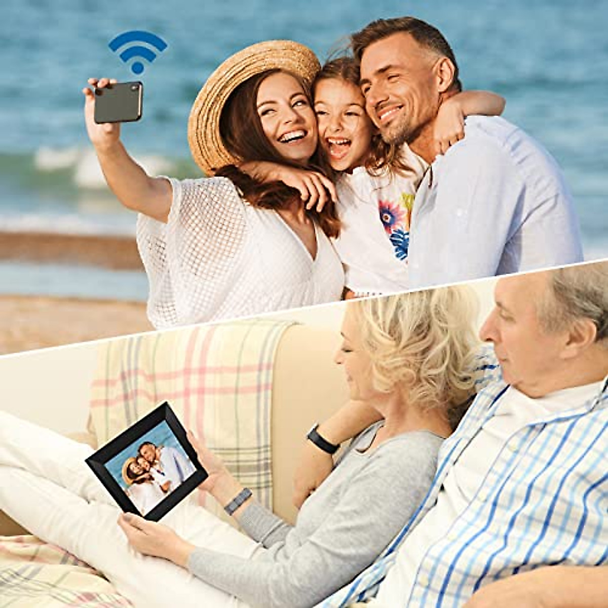 Digital Picture Frame 8 Inch WiFi Digital Photo Frame IPS HD Touch Screen Smart Cloud Photo Frame with 8GB Storage, Auto-Rotate, Easy Setup to Share Photos or Videos Remotely via AiMOR APP