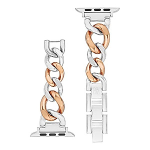 Anne Klein Fashion Chain Bracelet for Apple Watch, Secure, Adjustable, Apple Watch Replacement Band, Fits Most Wrists (38/40/41mm, Silver/Rose Gold)