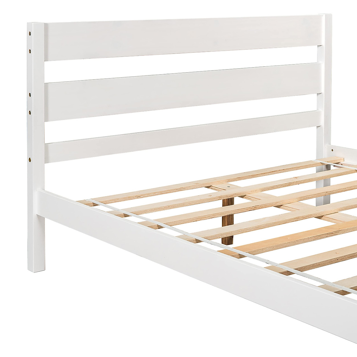 LostCat Full Size Bed Frame with Headboard and Footboard, Wooden Platform Bed Frame for Girls Boys,No Box Spring Needed/Easy Assembly, White