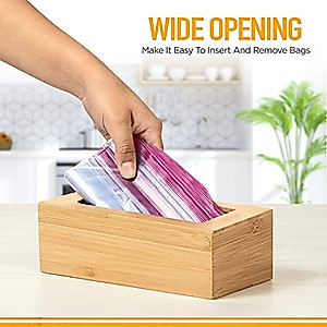 Store-Away Bamboo Ziplock Bag Organizer with Optional Non-Slip Backing - Fits Most Kitchen Drawers & Compatible with Gallon, Quart, Snack, & Sandwich Bags - 4-Pack