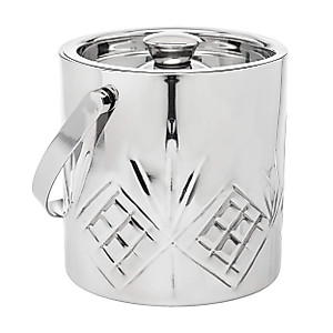 Godinger Bar Set - Cocktail Shaker, Stainless Ice Bucket, 4 Old Fashioned Glasses, Tongs and Tray - Dublin Collection