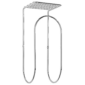 mDesign Modern Metal Wire Wall Mount Towel Rack Holder and Organizer with Storage Shelf - for Bathroom Towels, Washcloths, Hand Towels - Decorative Curved Design - Chrome