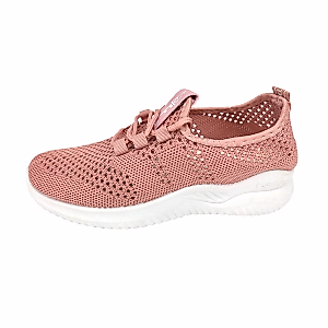 Hohxil Womens Sneakers Mesh Workout Running Walking Fashion Sneakers Lightweight Breathable Non Slip Gym Comfort Casual Memory Foam Tennis Jogging Shoes for Women Pink