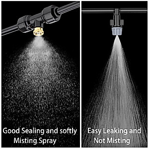 20 Pack Brass Mister Nozzles with 20 Pack Misting Nozzle Tees with 2 Pack End Plugs for Outdoor Cooling System Patio Misting System