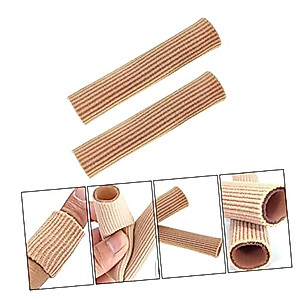 LALAFINA 4 pcs gel finger toe cover thumb splint thumb spica splint elastic wrap bandages toe protectors gel pad protectors finger splint gel lined toe tubes ribbed finger sleeve elasticity
