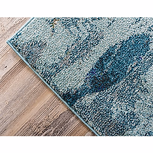 Unique Loom Positano Collection Coastal Modern Fish Light Blue Runner Rug (2' x 7')