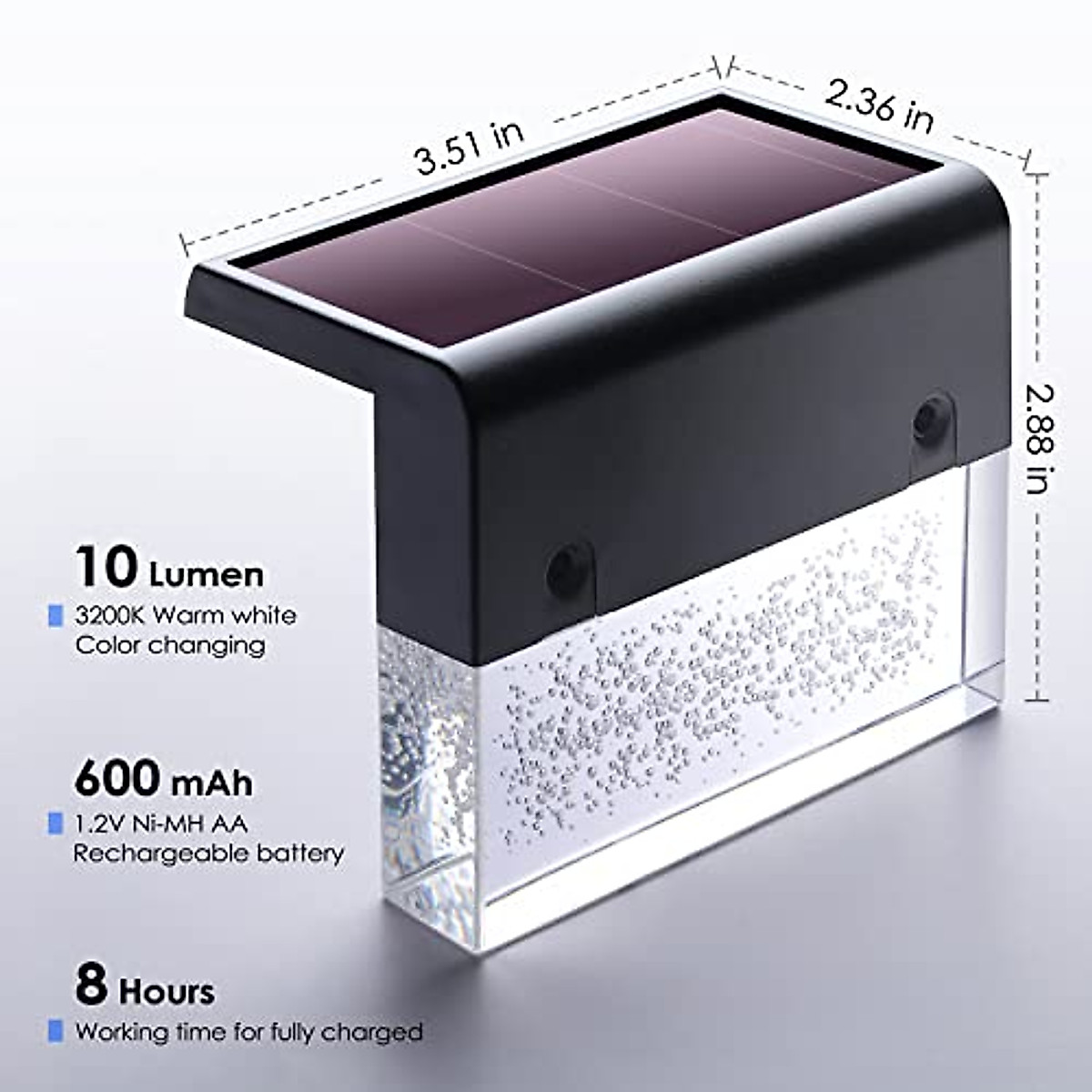 DenicMic Solar Deck Lights Outdoor Fence Solar Lights for Step, Railing, Wall, Pool Side LED Waterproof Warm White/Color Changing Patio Decor 6 Pack