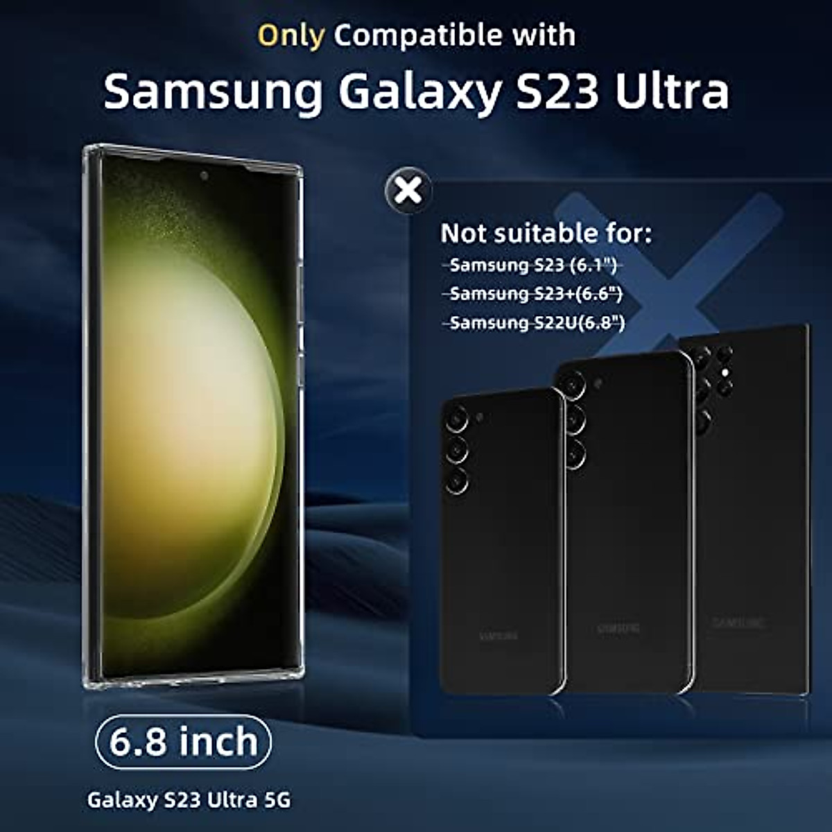 HARMARK Crystal Clear Designed for Samsung Galaxy S23 Ultra Case, [Anti-Yellowing] [Military Grade Shockproof] Hard PC Back Phone Case for Samsung S23 Ultra Case -Clear