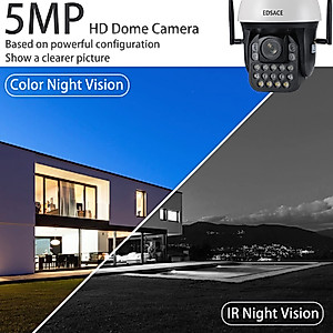 EDSACE 5MP PTZ Camera 36X Optical Zoom,Ontinuous 360° pan,Auto Tracking,Human Detection,Two Way Audio,Long Range Infrared Night Vision up to 393ft (Built-in Audio)